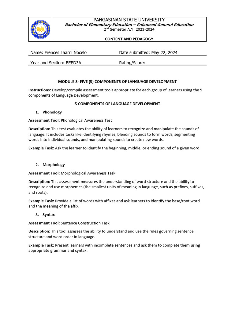 Module8 ContentandPedagogy Nocelo, FrecncesLaarni BEED3A | PDF | Word ...
