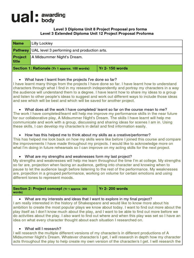 Ual Proposal Form LL | Download Free PDF | Cognition | Human Communication