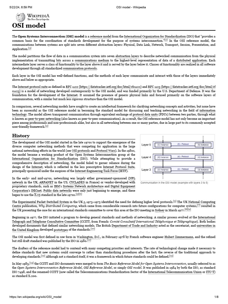 OSI Model - Wikipedia | PDF | Osi Model | Computer Network