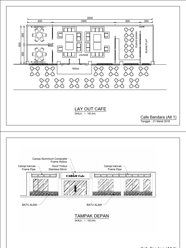Alternatif 1 - Gambar Dan RAB Cafe Bandara (21032018) | PDF | Building ...
