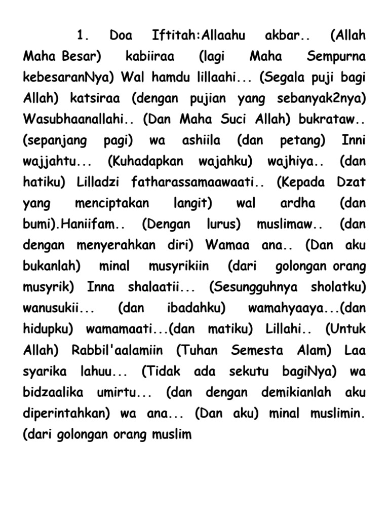Doa Iftitah Dan Artinya Pdf