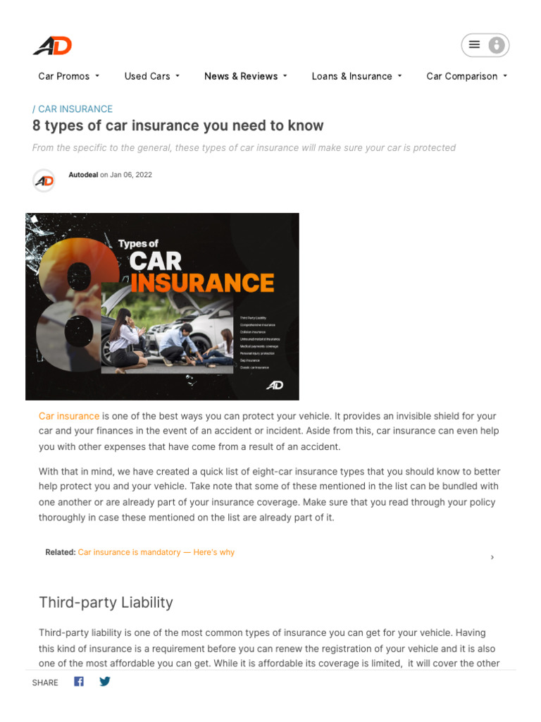 8 Types of Car Insurance You Need To Know - Autodeal | Download Free ...