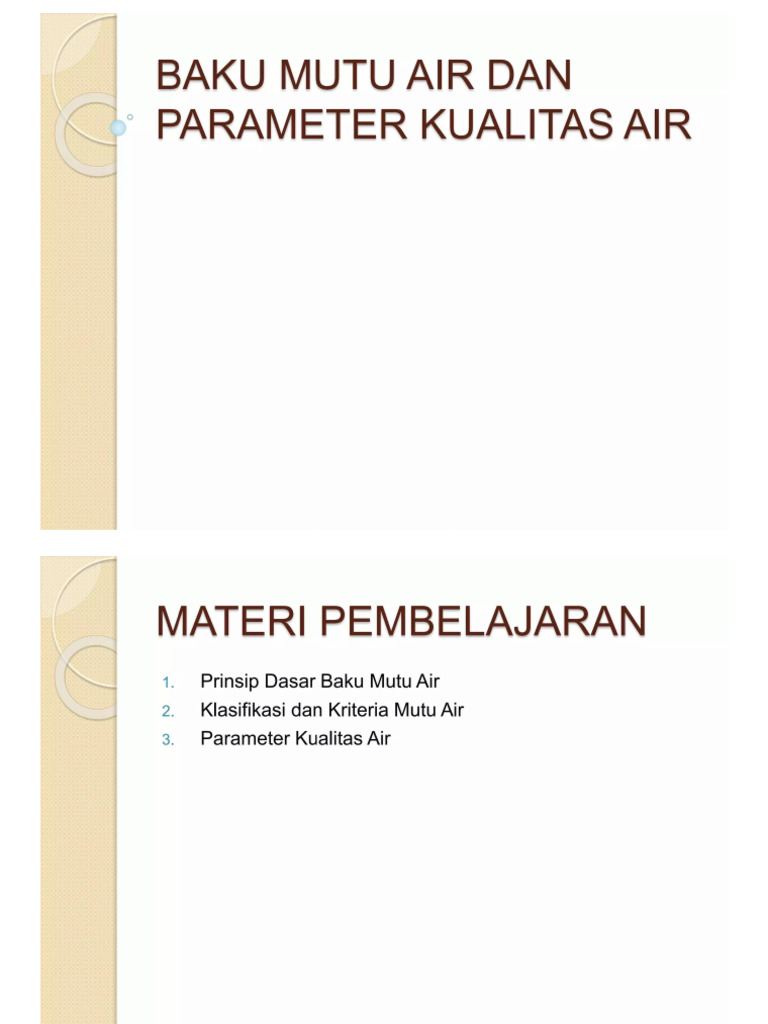 Baku Mutu Air Dan Parameter Kualitas Air 1 2048 | PDF