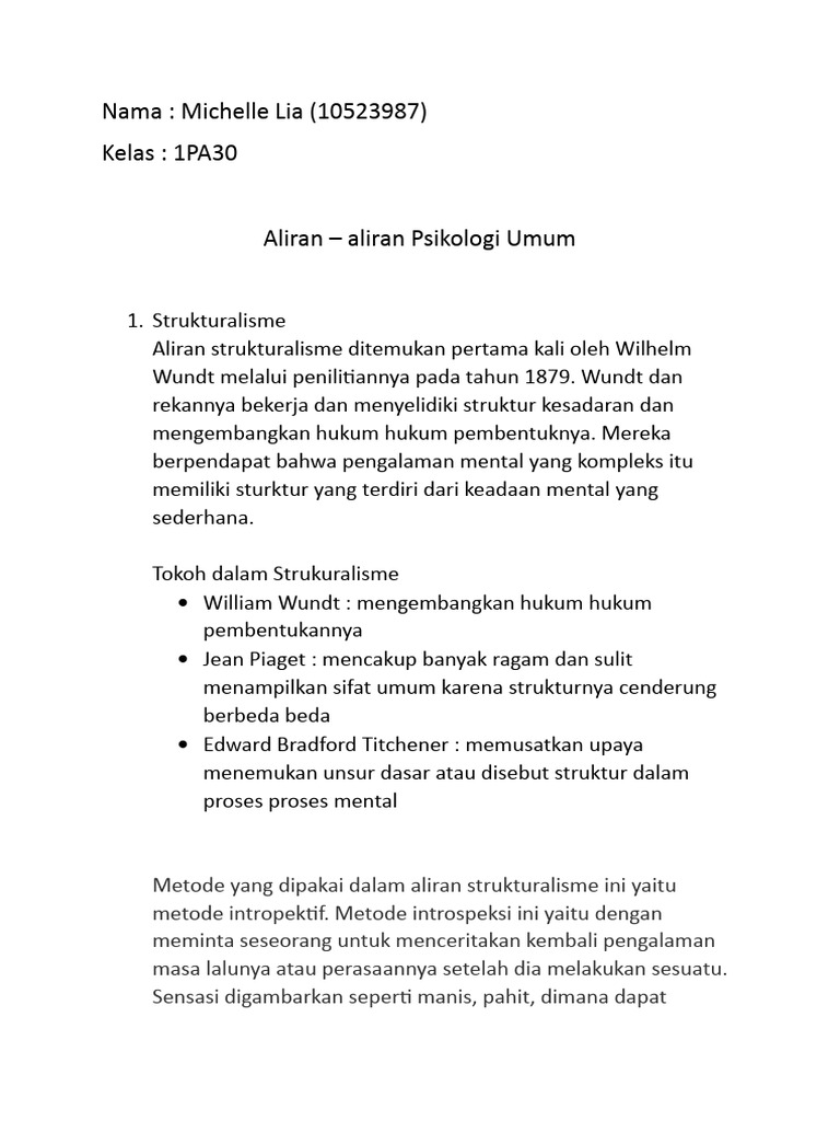 Aliran Aliran Ilmu Psikologi | PDF
