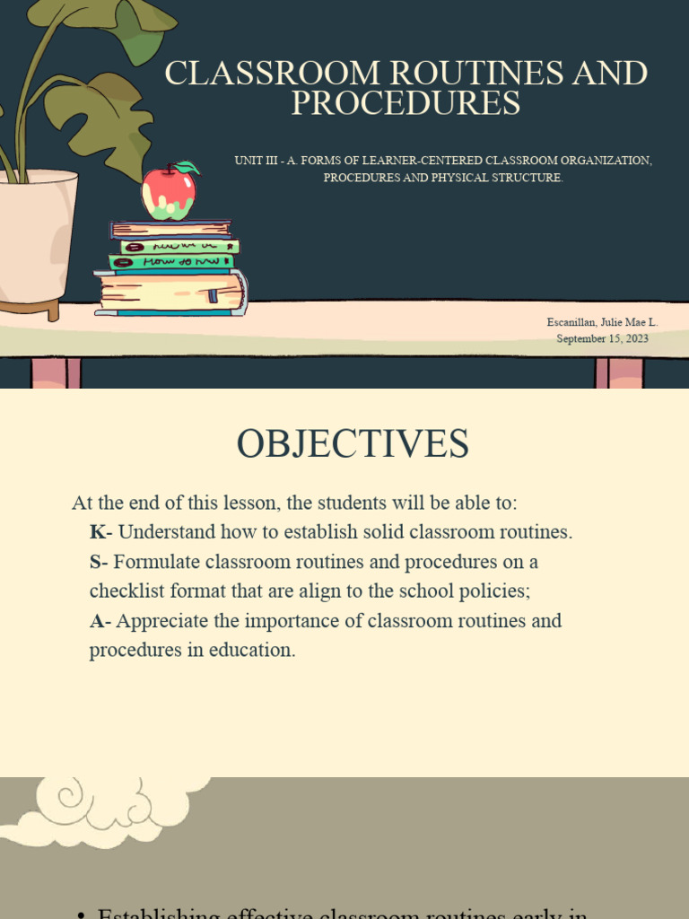 Classroom Routines & Procedures Guide | PDF | Behavior Modification ...