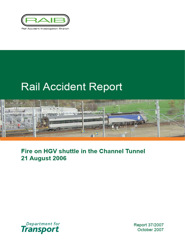 Channel Tunnel Fire RAIB Report | PDF | Tunnel | Rail Transport