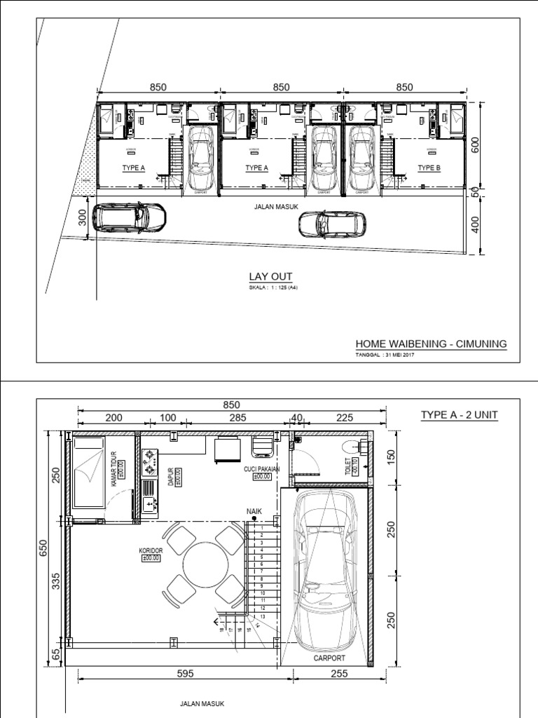 Lay Out Dan Denah Home Waibening-Cimuning Untuk IMB | PDF