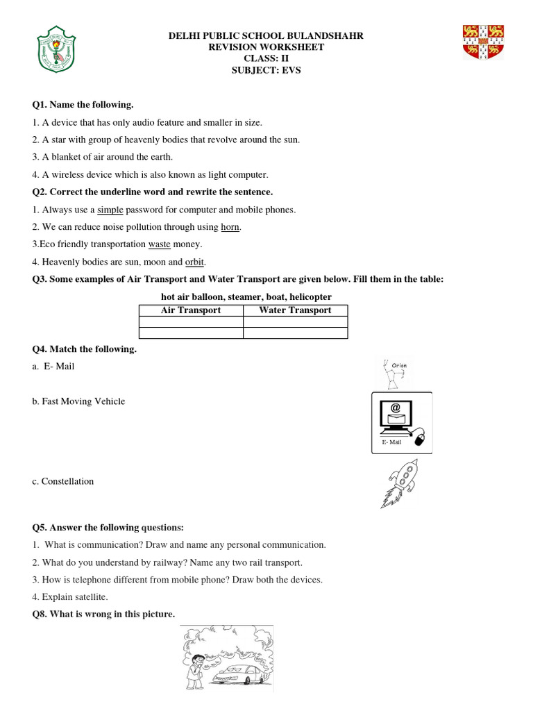 Class 2 Revision Worksheet 2 1 Pdf