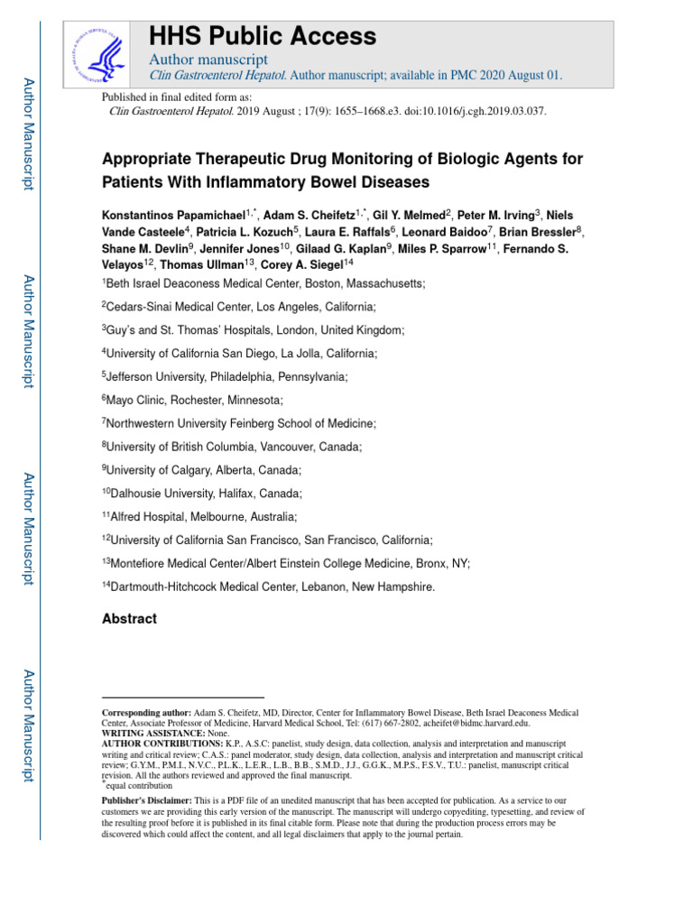 HHS Public Access | PDF | Inflammatory Bowel Disease | Pharmacology
