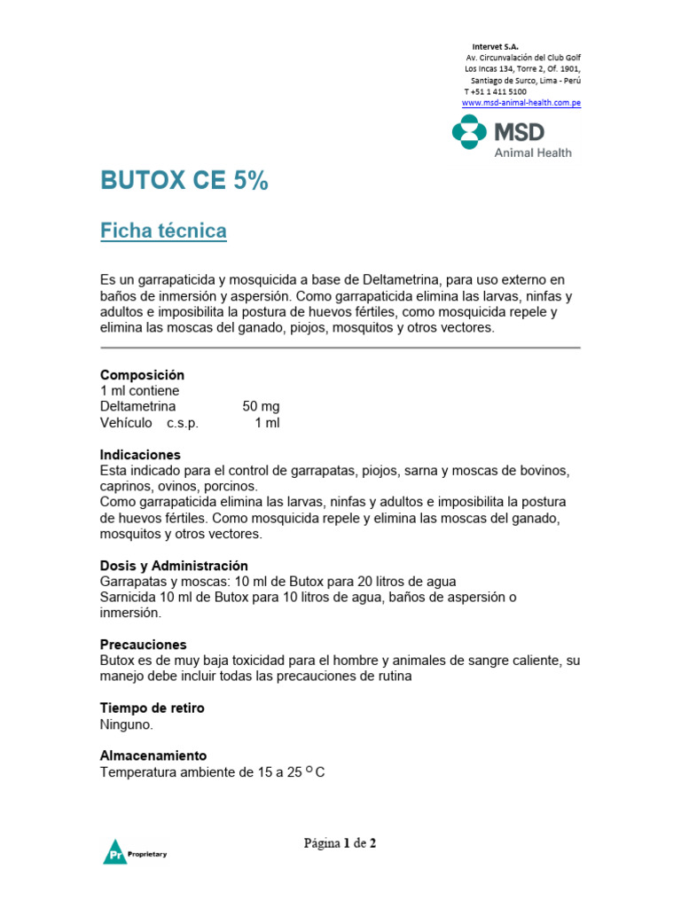 Butox Ce 5 Ficha Tecnica | PDF