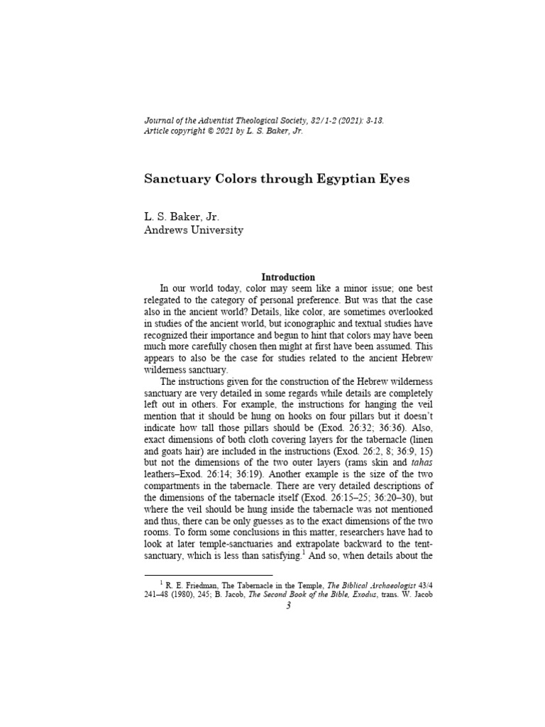 Sanctuary Colors Through Egyptian Eyes | PDF | Ancient Egypt | Tabernacle