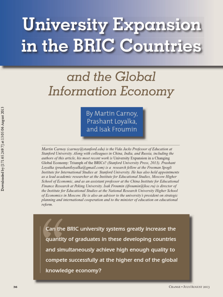 University Expansion in The BRIC Countries | PDF | Bric | University