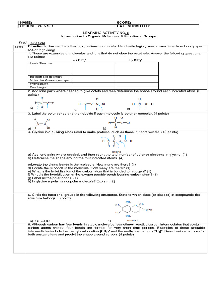 Learning Activity No. 2 | PDF | Chemical Bond | Chemical Polarity