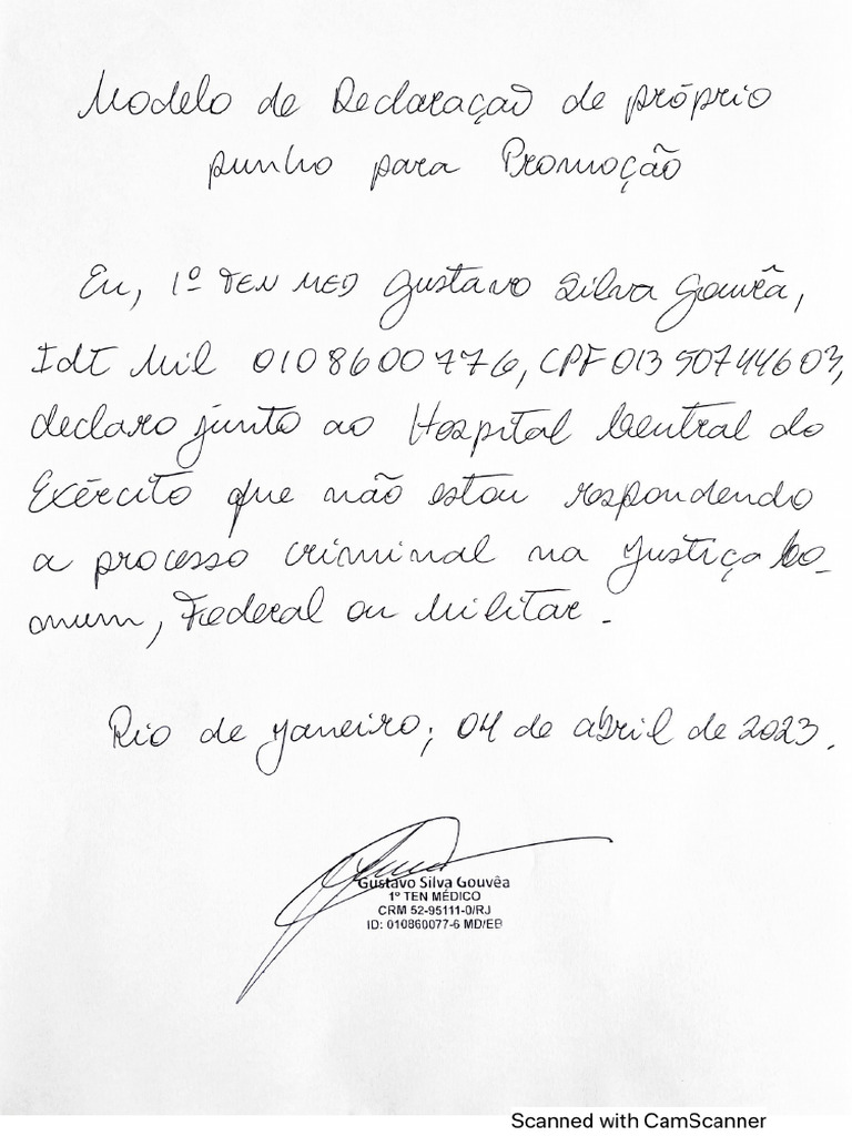 Declaração A Próprio Punho | PDF