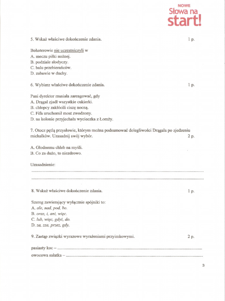 Nowe Slowa Na Start 5 Dział IV | PDF