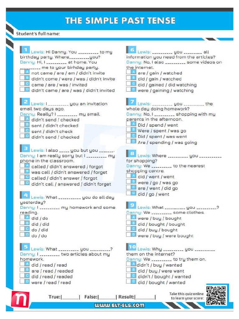 Past Simple Tense | PDF