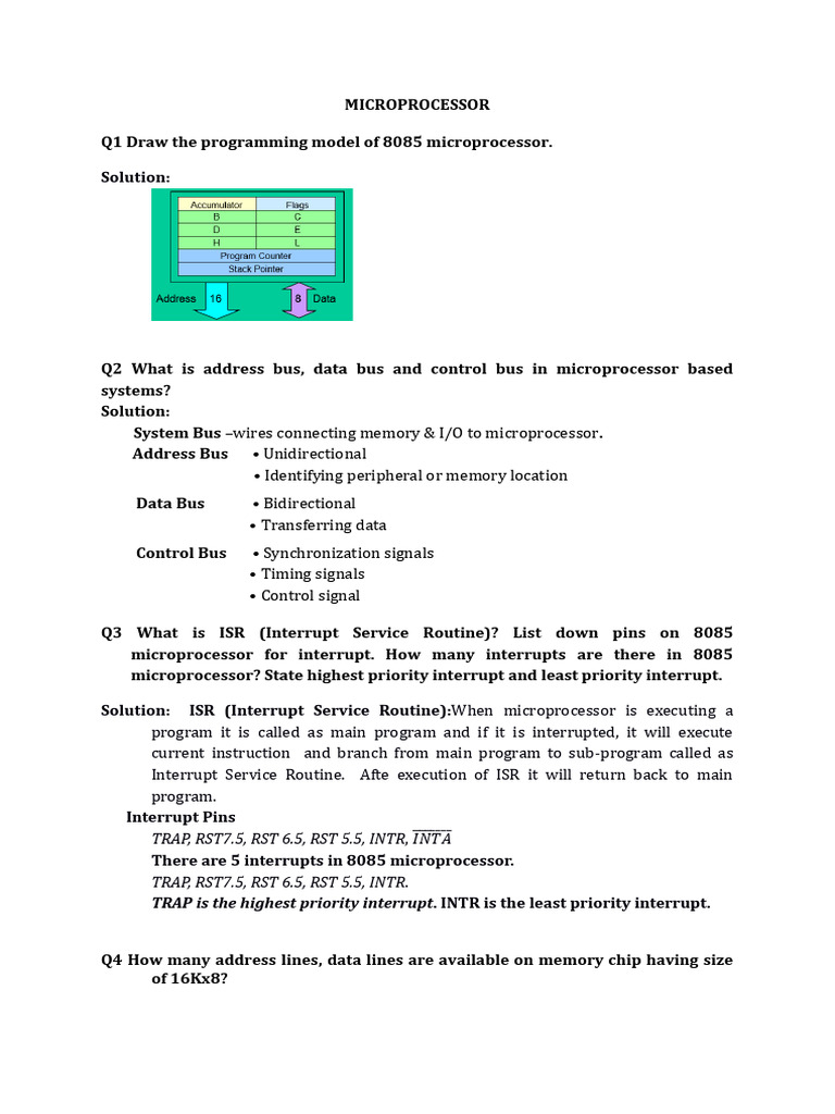 Questionnaire MICROPROCESSOR PART 1 UNIT 1 and 2 | PDF | Input/Output | Computer Engineering