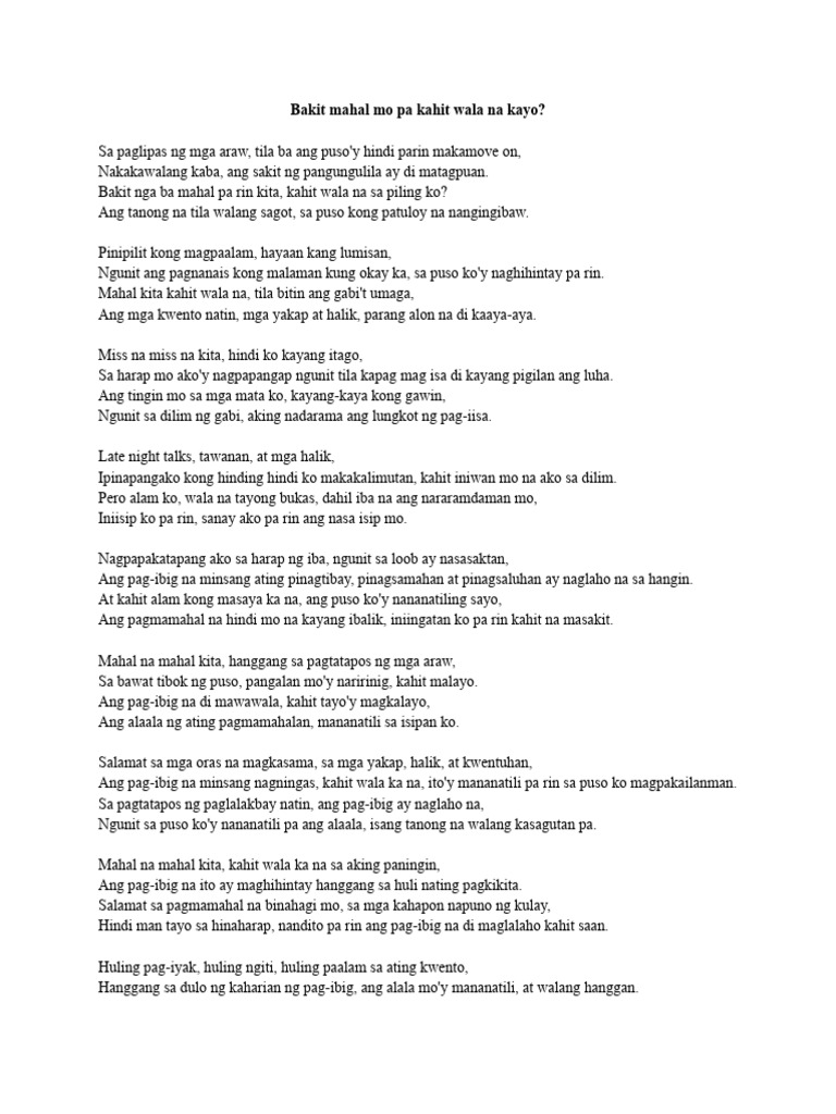 Bakit Mahal Mo Pa Kahit Wala Na Kayo | PDF