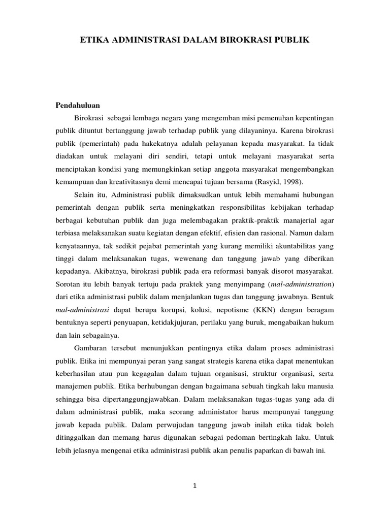 Etika Adm. Dalam Birokrasi Publik - 2024 | PDF | Karier & Perkembangan