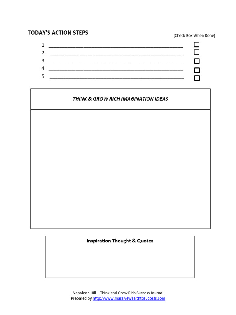 Think & Grow Rich Success Journal | PDF | Thought | Napoleon Hill