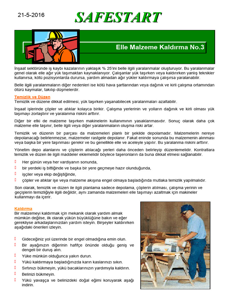 21-SAFESTART - Manual Materials Handling No.3-TUR | PDF