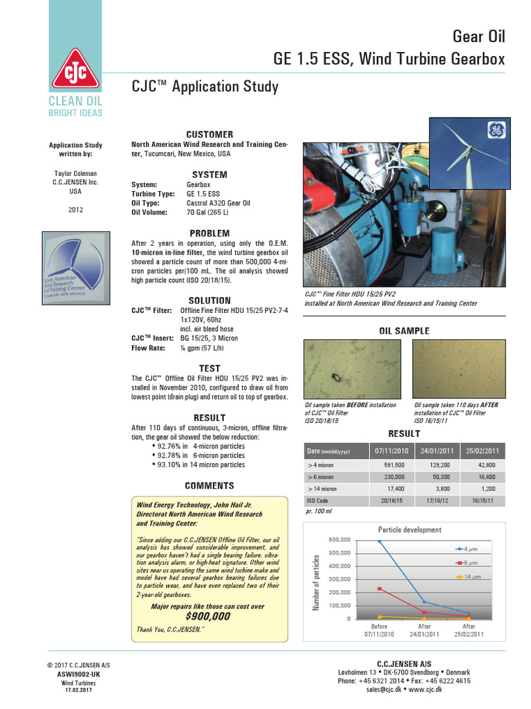 Wind Gear Oil GE 1.5 ESS Wind Turbine Gearbox ASWI9002UK | PDF | Mechanical Engineering | Energy ...