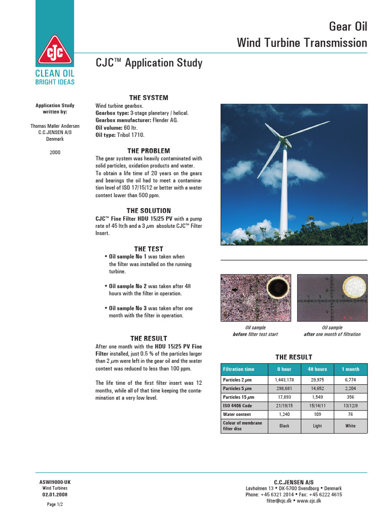 Wind Gear Oil Wind Turbine Gears 3 Stage Planetary Flender - AG - ASWI9000UK - 01 | PDF ...