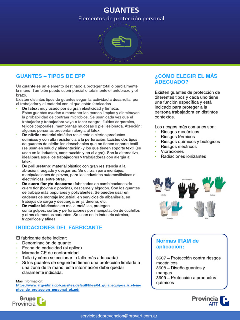 Guía de Selección de Guantes EPP | PDF | Guante | Textiles