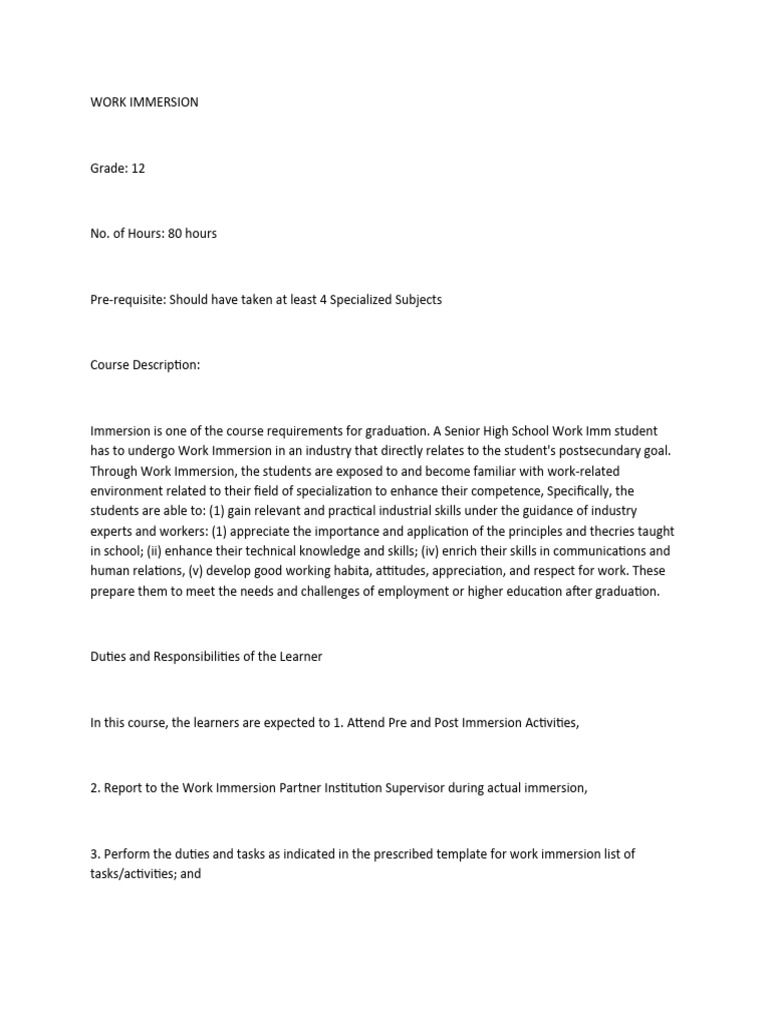 Work Immersion-Wps Office | PDF | Résumé | Learning