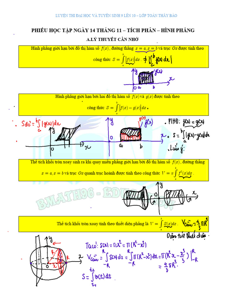Tích Phân NG D NG 1 L P 13 | PDF