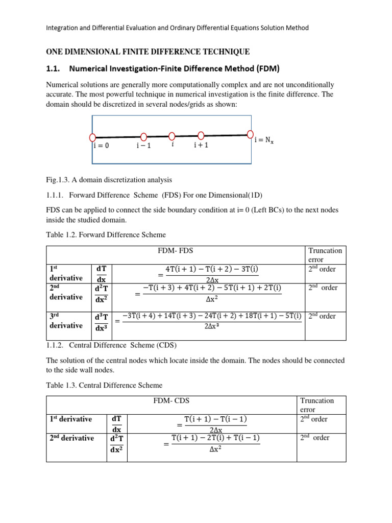 One Dimensional Finite Difference Technique Explanations and Problems | PDF | Finite Difference ...
