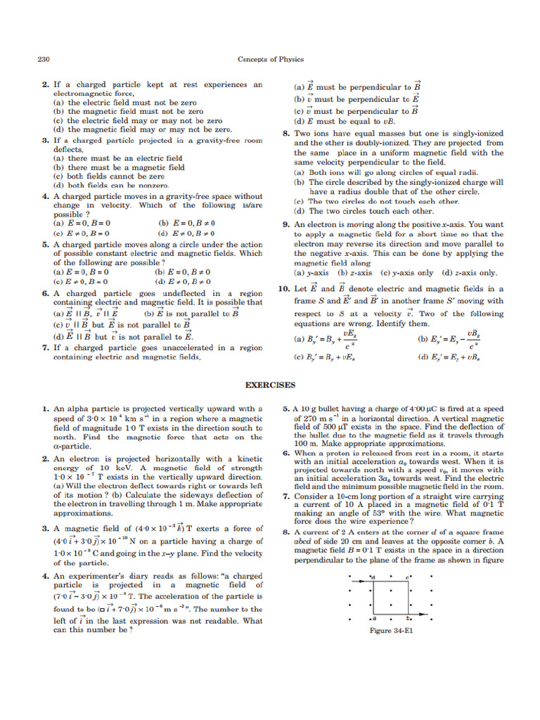 Magnetic Field Exercise H C Varma | PDF