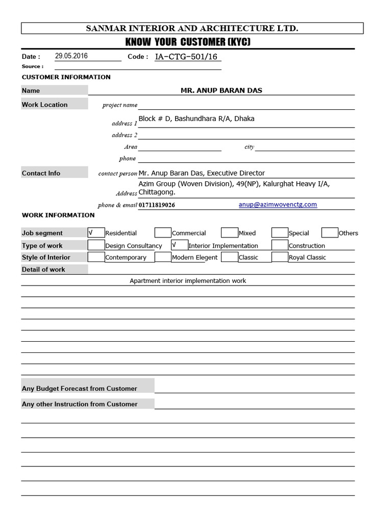 KYC Form | PDF | Real Estate | Design