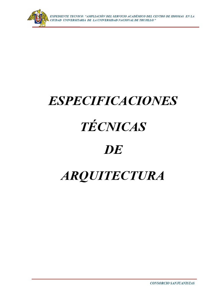 Especificaciones Tecnicas Arquitectura-1piso | PDF | Hormigón | Albañilería