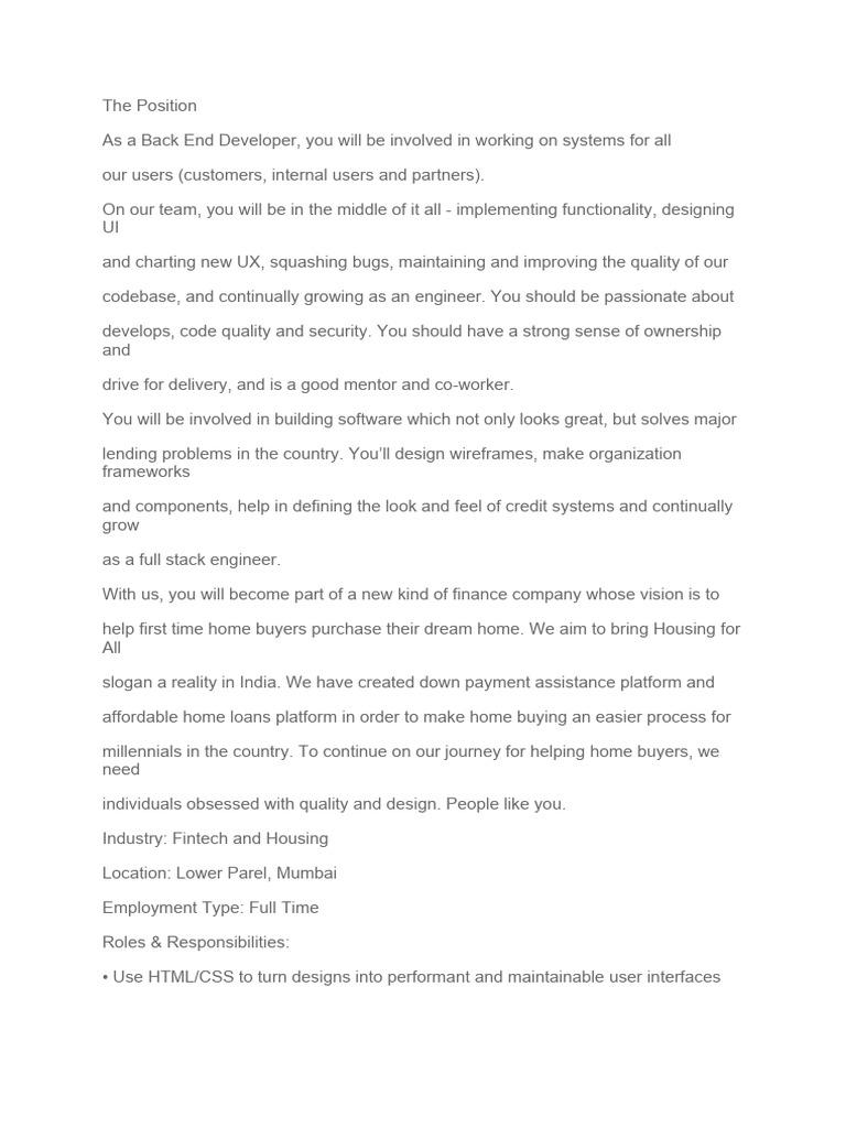 BackEnd JD | Download Free PDF | Web Application | World Wide Web