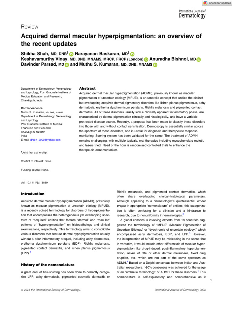 Acquired Dermal Hyperpigmentation Overview | PDF | Clinical Medicine | Skin