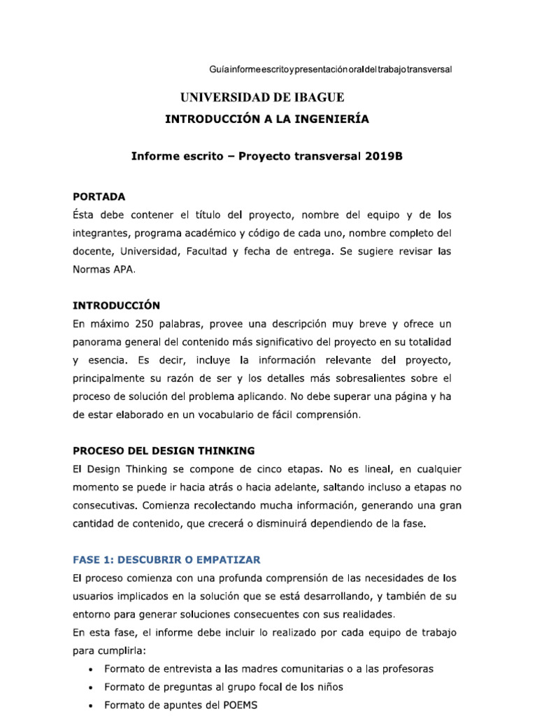 Guia Para La Presentacion Del Proyecto | PDF