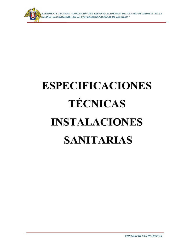 Especificaciones Tecnicas Instalaciones Sanitarias-1piso | PDF | Tubería (transporte de fluidos ...