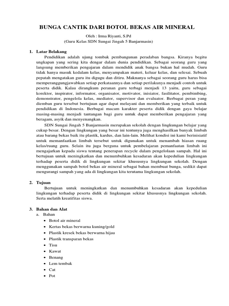 Bunga Dari Bekas Botol Air Mineral | PDF | Griya & Taman