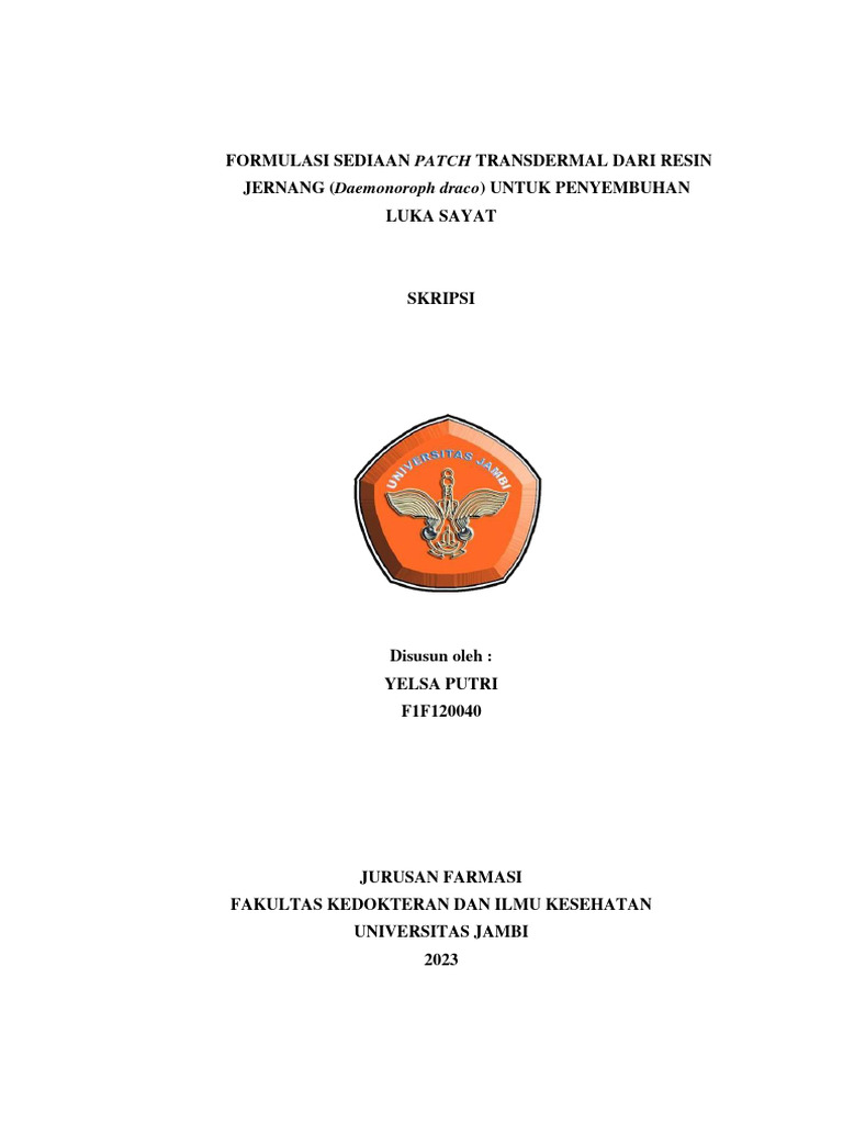 Patch Transdermal Resin Jernang 2023 | PDF