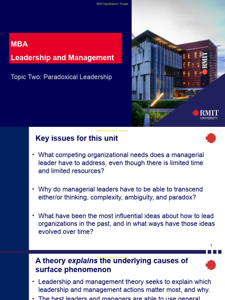 Topic 2 Paradoxical Leadership | Download Free PDF | Leadership | Theory