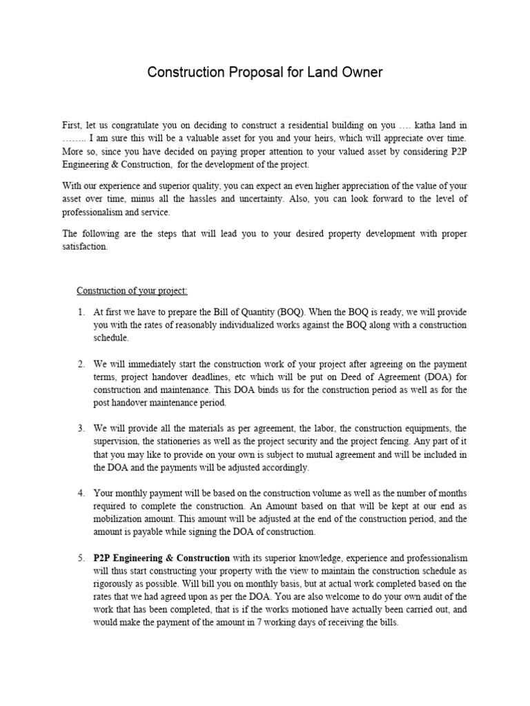 Residential Construction Proposal Guide | PDF | Economies