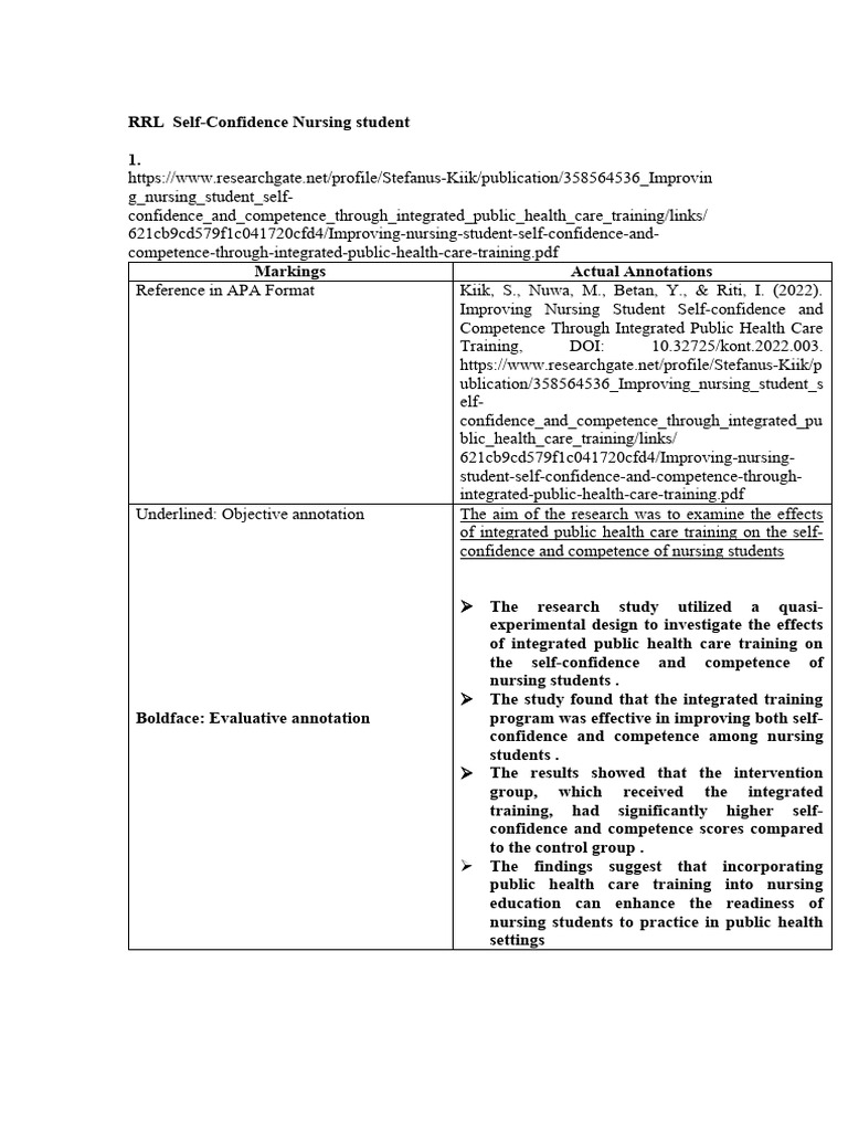 RRL FOR SELF CONFIDENCE AND COMPETENCE OF NURSING STUDENT - RESEARCH NUR05A GROUP 1 2023 - Tris ...