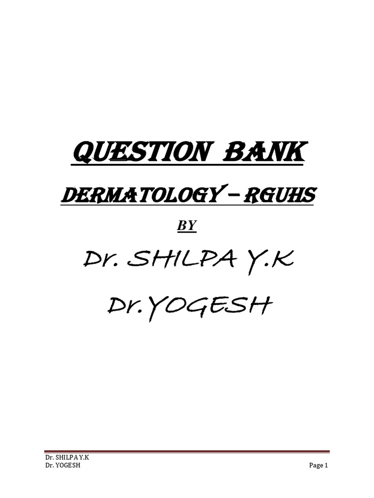 Dermatology Question Bank RGUHS | PDF | Leprosy | Sexually Transmitted Infection