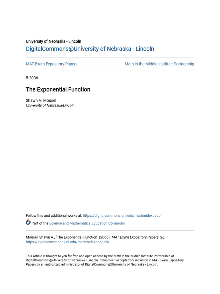 The Exponential Function Pdf Exponential Function Function