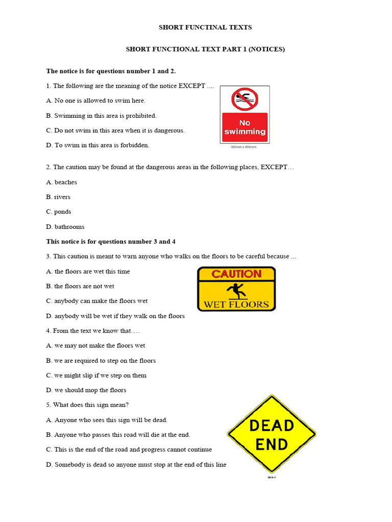 Bank Soal Short Functional Texts | PDF