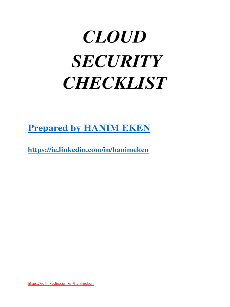 Cloud Security Checklist | PDF | Computer Security | Security