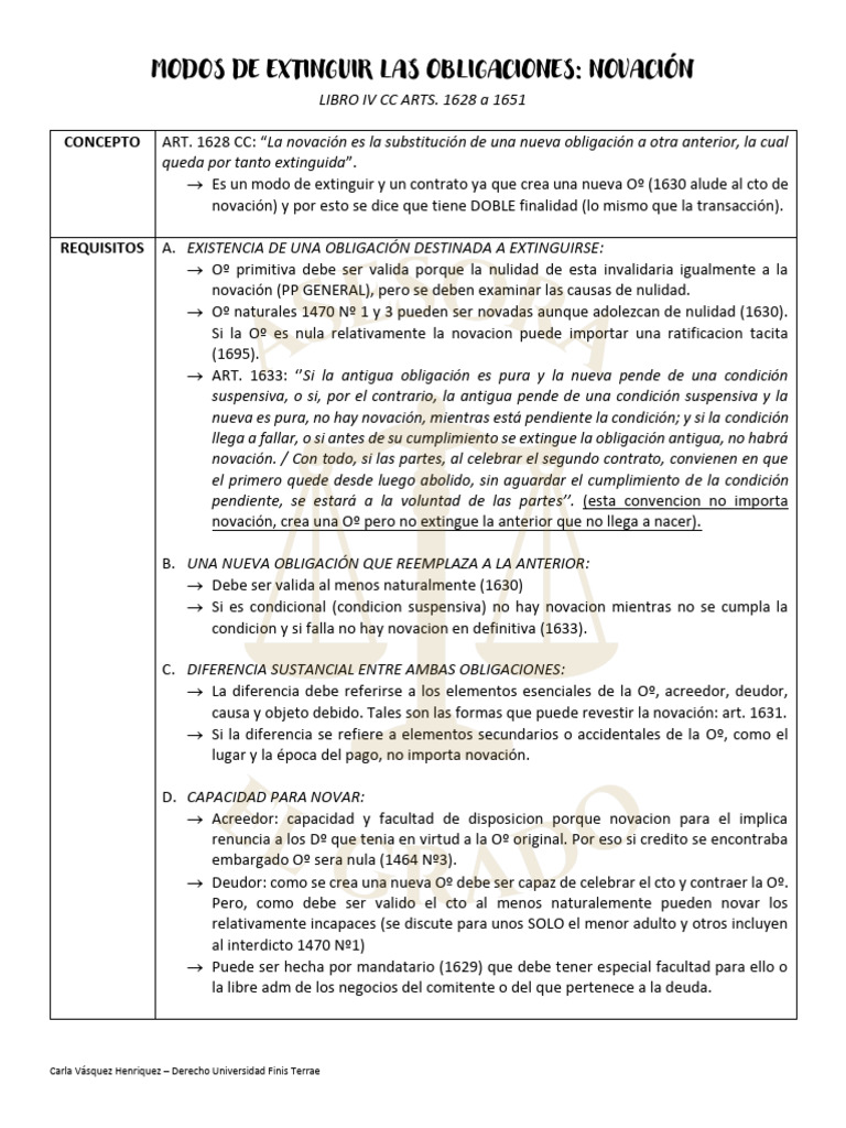 Modos de Extinguir - NOVACION | PDF | Ley de hipotecas | Pagos