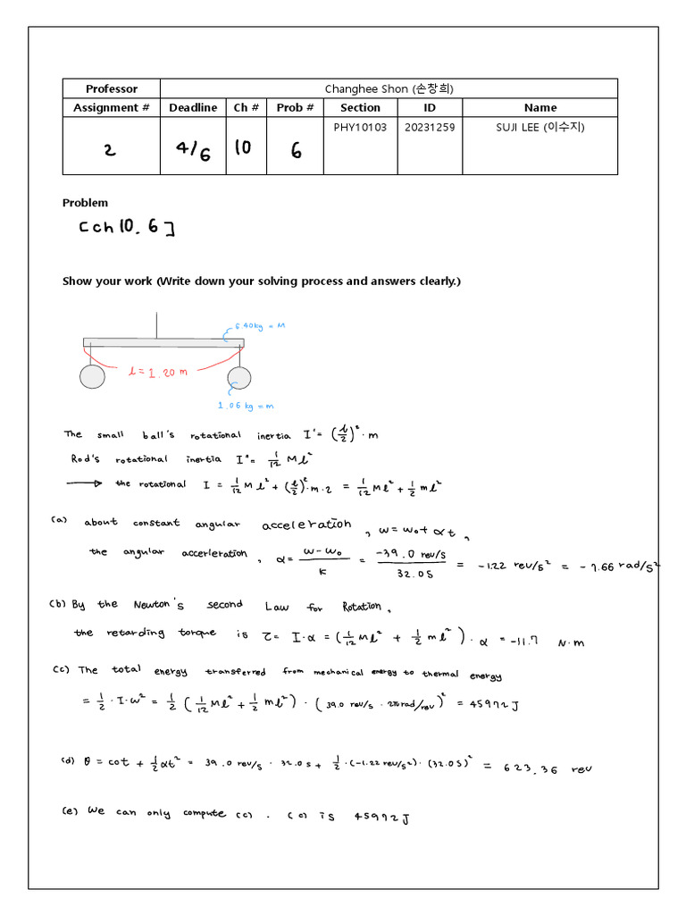 Professor Assignment # Deadline CH # Prob # Section ID Name | PDF ...