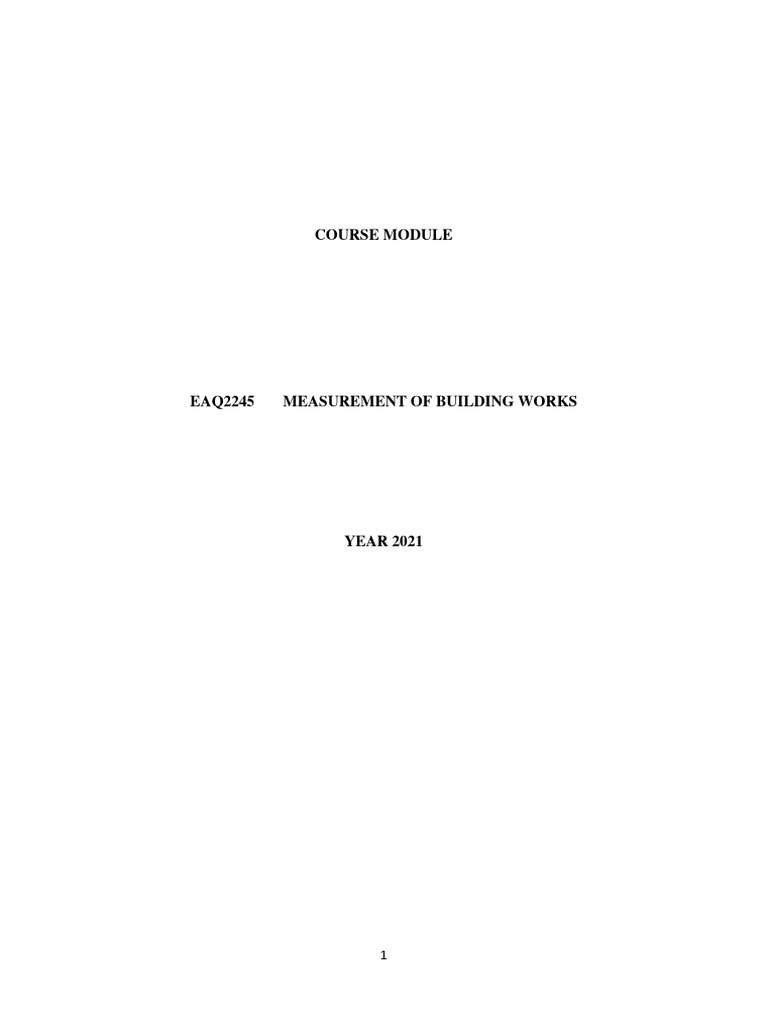 Eaq2245 Measurement of Building Works | PDF | International System Of ...